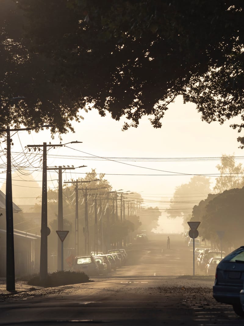 Urban street morning view